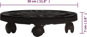 vidaXL Vozíky na rostliny na kolečkách 5 ks průměr 30 cm černé 170 kg [3143917]