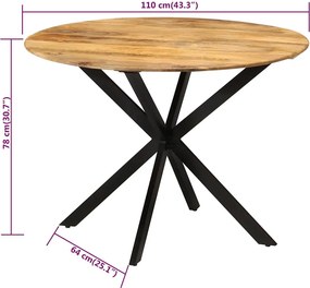 Jídelní stůl Ø 110 x 78 cm masivní mangovníkové dřevo a ocel 338454