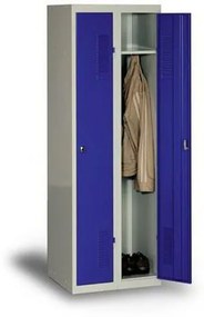 Montovaná šatní skříň DURO MONT, 2 oddíly, šedá/modrá, otočný uzávěr