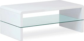 Autronic Konferenční stolek AHG-402 WT, bílý lesk/čiré sklo