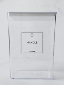MANDLE – průhledná samolepka na dózu, základní písmo, 5 x 5 cm | DomaLEP