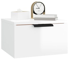 Nástěnné noční stolky 2 ks bílé s vysokým leskem 34x30x20 cm - Default Title