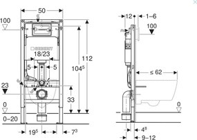 Závěsný set GEBERIT Duofix Basic+ WC LENA Rimless 48 x 36 cm + tlačítko + sedátko, bílá, 3322XX00+39040100