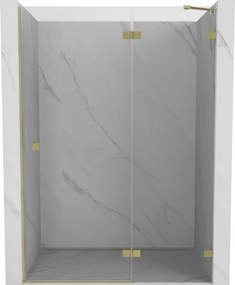 Mexen, Mexen Lunar pravé otočné sprchové dveře 130 cm, transparentní, broušené zlato - 834-130-000-55-00-P