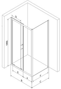 Mexen Apia rozsouvací sprchový kout 90 x 100 cm, Průhledné, Chromovaná + sprchová vanička Flat - 840-090-100-01-00-4010