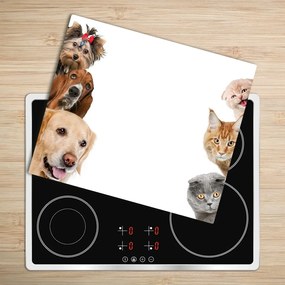Skleněná krájecí deska Psi a kočky 60x52 cm