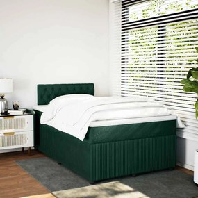 Box spring postel s matrací tmavě zelená 120 x 200 cm samet 3290019