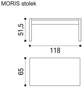 Konferenční stolek MORIS obdélník 118x65 cm, bez zásuvky, masiv buk, český výrobek