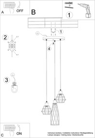 Sollux Lighting Závěsné svítidlo SUBA 3P černé