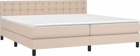 Box spring postel matrace a LED cappuccino 200x200cm umělá kůže 3134248