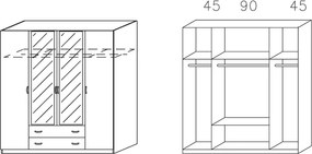 Šatní skříň Case, 181 cm, dub stirling