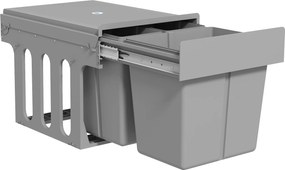 HOMCOM vysouvací odpadkový koš pod dřez, 3 vyjímatelné nádoby (15 l + 8 l + 8 l), spodní montáž, světle šedý | Aosom