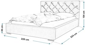 Velká dvoulůžková postel 200x200 cm Christel Barva: Zelená - Primo 226
