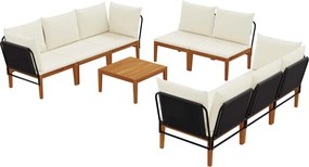 9 ks Masivní akáciové dřevo a provaz Přírodní 3407720