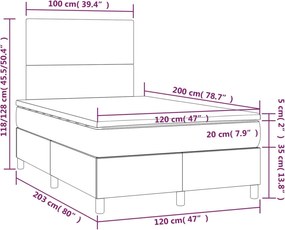 Box spring postel s matrací světle šedá 120 x 200 cm samet 3142893