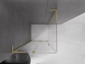 Mexen Velar L, sprchový kout s posuvnými dveřmi 90 x 90 cm, 8mm čiré sklo, zlatá matná, 871-090-090-03-55