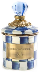Mackenzie-Childs Malý luxusní modrý zásobník s víkem Mackenzie-Childs - ROYAL CHECK - mini