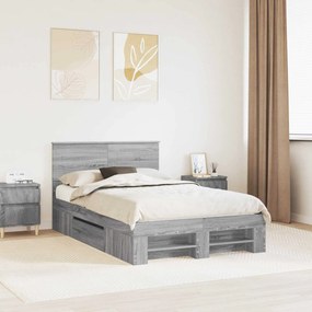 Rám postele s čelo Šedá Sonoma 120 x 200 cm Kompozitní dřevo 3408786