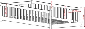 Dětská Montessori postel z masivu borovice VILÉM - 160x80 cm - PŘÍRODNÍ BOROVICE