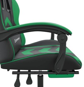 Herní židle s podnožkou černá a zelená umělá kůže,  3143905