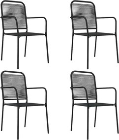 5dílný zahradní jídelní set černý bavlněné lano a ocel 3156540