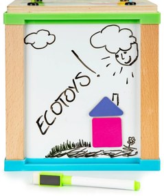 Dřevěná edukační kostka EcoToys House hnědá