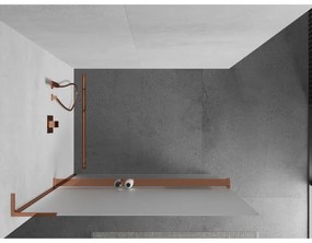 Mexen Kioto+ L, sprchová zástěna Walk-In s poličkou a věšákem 70 x 200 cm, 8mm sklo námraza, růžové zlato profil, 800-070-123-60-30