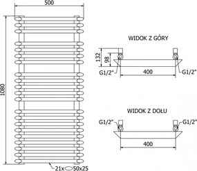 Mexen Akan, elektrické topné těleso 1080x500 mm + topná tyč 900 W, bílá, W121-1080-500-2900-20