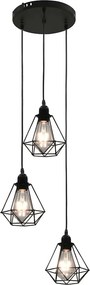 Stropní lampa s diamantovým designem černá 3 x žárovka E27 281634