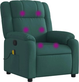Masážní křeslo s polohovacím mechanismem, tmavě zelené, látkové 3206208