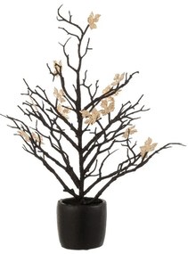 Černý dekorační stromek se zlatými lístky Tree Glitt - 15*15*44 cm