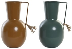 Váza DKD Home Decor 14.5 x 13 x 24 cm Kov Oranžový Zelená Hořčice (2 kusů)