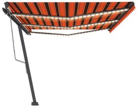 Automatická markýza LED a senzor větru 600x300 cm oranžovohnědá,  3069815