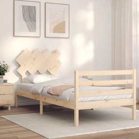 vidaXL Rám postele s čelem Single masivní dřevo [3195255] Barva: Přírodní