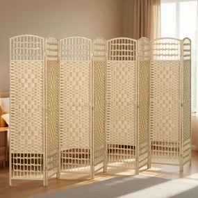 HOMCOM vnitřní paravent z dřeva, dělicí stěna skládací, 8 panelů, 320 x 170 cm, přírodní dřevo