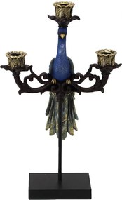Svícen na 3 svíčky s dekorem páva Peacock - 25*10*42 cm