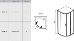 Ravak Blix BLCP4-80 x 80 x 190 cm sprchový kout čtvrtkruhový Transparent 3B240100Z1