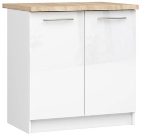 Dolní kuchyňská skříňka Ozara S80 2D (bílá + bílý lesk). 1071121