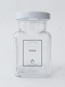 Samolepka na kořenky STEAK průhledná 3 × 4 cm základní písmo