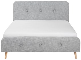 Světle šedá čalouněná postel 140x200 cm RENNES Beliani