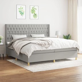 Box spring postel s matrací světle šedá 200 x 200 cm textil 3132257