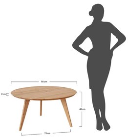 Massive home | Konferenční stolek kulatý, dub, barva přírodní dub, kolekce Orbetello, rozměr 90 cm