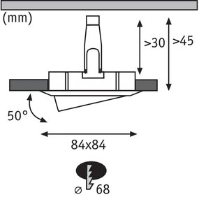 Paulmann 93491 LED Coin Nova rectangular, hranatá bodovka z kartáčovaného hliníku, 1x6,5W LED 2700K tříkrokové stmívání, 8,4x8,4cm