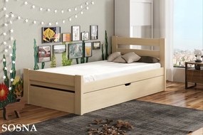 Dřevěná postel NELA 90x200 cm s úložným prostorem borovice masiv