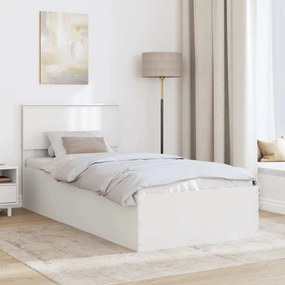 Rám postele s čelo Bílá 90 x 190 cm Kompozitní dřevo 3408704