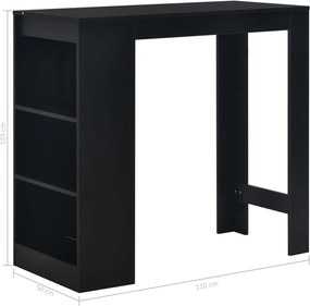 Barový stůl  Eland s regálem - 110x50x103 cm | černý