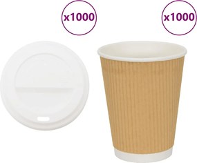 Papírové kelímky na kávu s víčky 1000 pcs 16oz 400ml 3325226
