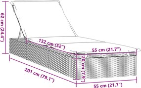 vidaXL Zahradní lehátka 2 ks se stolkem polyratan [319635] Barva: Šedá