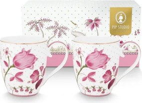 Pip Studio Jolie Tulip sada 2 ks hrnků XL 440ml, růžová (Set XL hrnků Jolie)