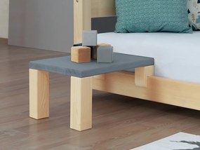 Benlemi Noční stolek k laťkovým postelím NANOC Varianta: Navíc přídavné nohy 10 cm, Zvolte barvu hranolů: Nelakovaná, Zvolte barvu ploch: Tmavě šedá